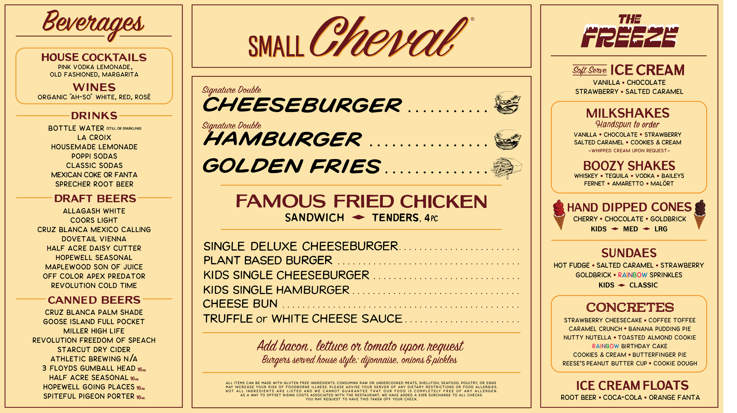 Menu » Signature Burgers | Golden Fries | Ice Cream — Small Cheval ...
