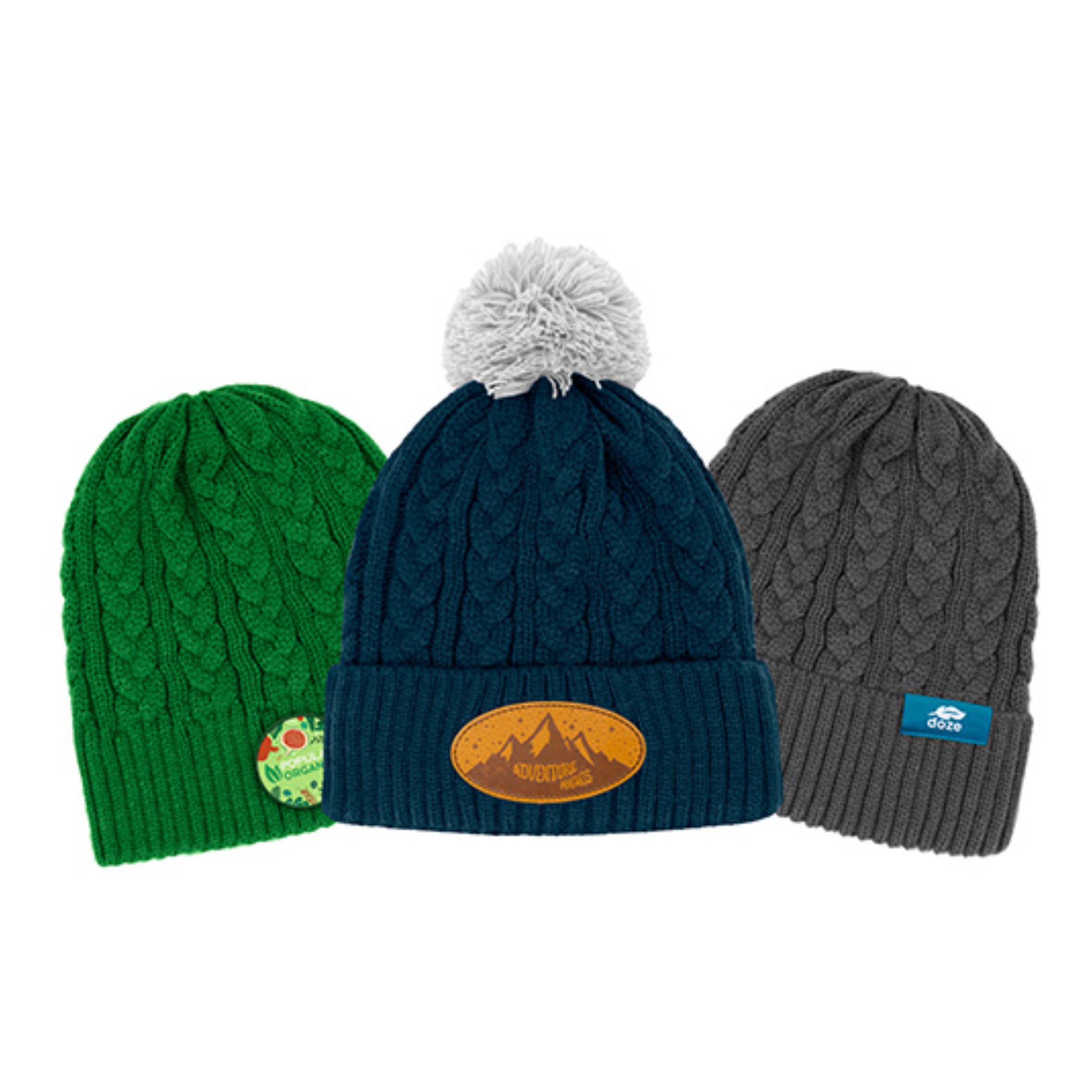 Custom Cable Knit Beanies with Logo | The Icebox Cool Stuff