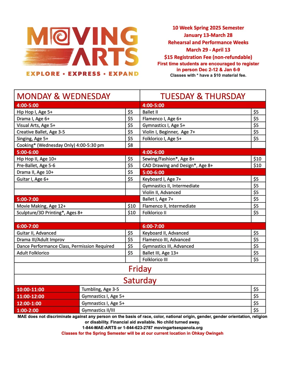 CLASSES + WORKSHOPS — Moving Arts Española