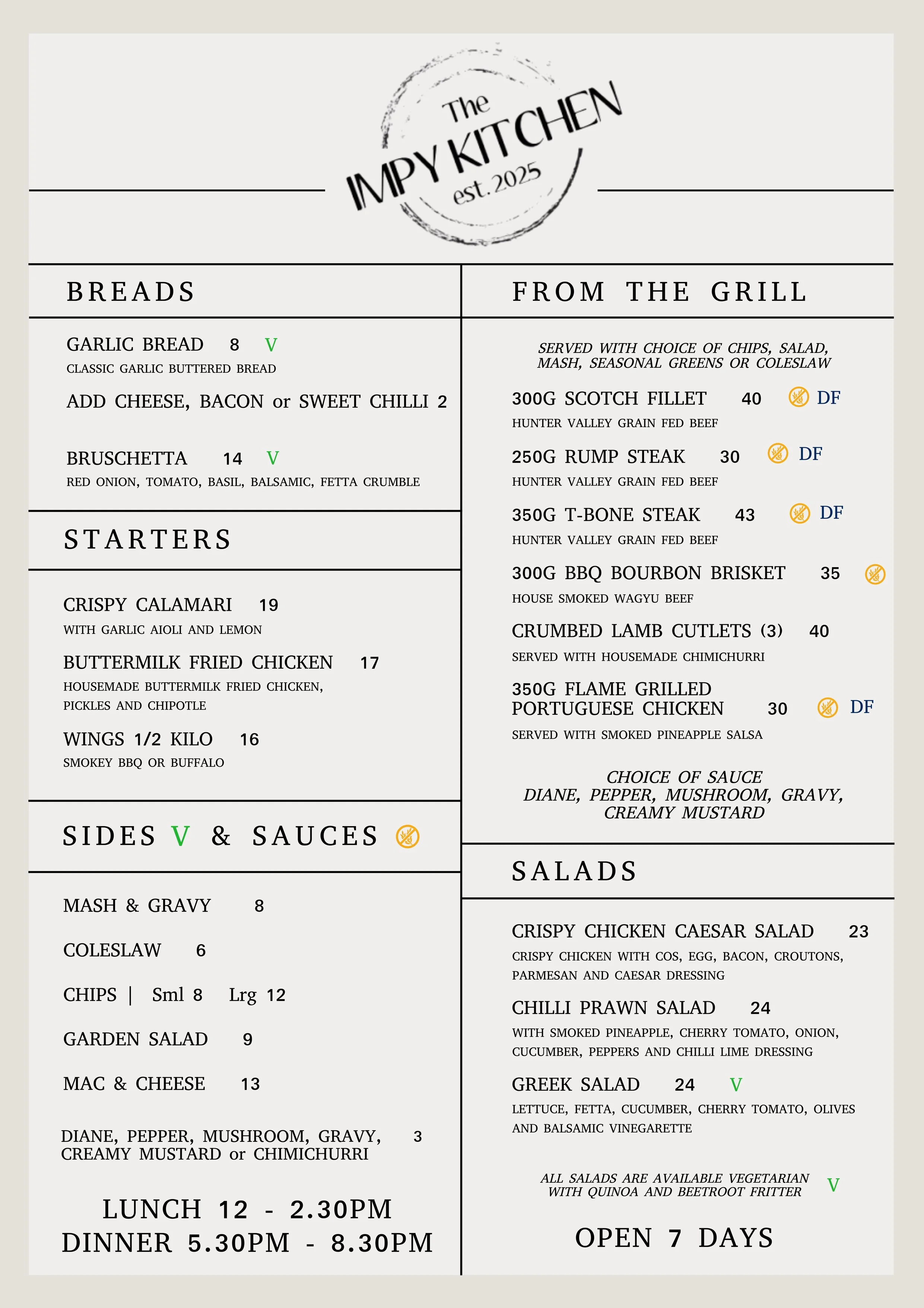 Dining Menu — The Imperial Hotel