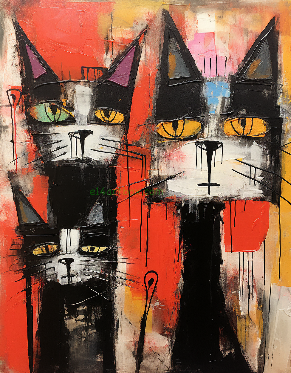Chaotic Cats: Abstract Cat Collage Paper — e14 Artbox