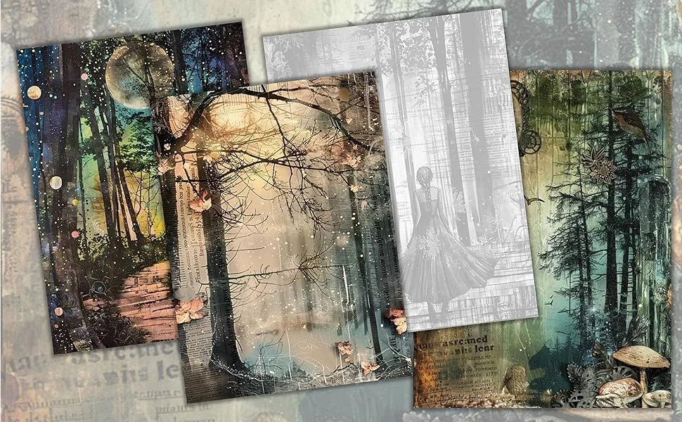 Magic Forest Collage Papers: Beautiful Backdrops for Scrapbooks, Junk ...