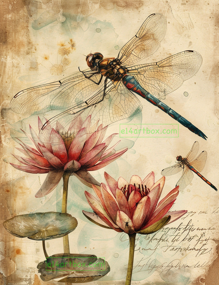 Vintage Dragonfly: Scrapbook Paper & Clipart | Patterns, Pages ...