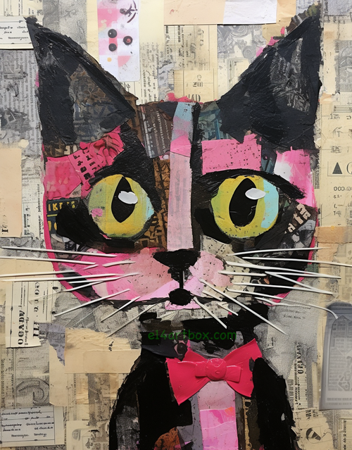 Chaotic Cats: Abstract Cat Collage Paper — e14 Artbox