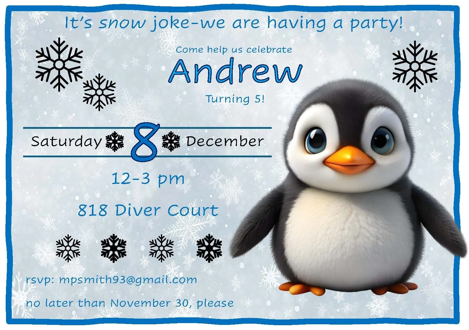 Penguin Invitations, Print at home — Party Seeds