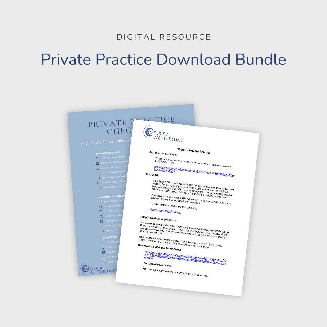 Private Practice Start Up Checklist — Melissa Wetterlund