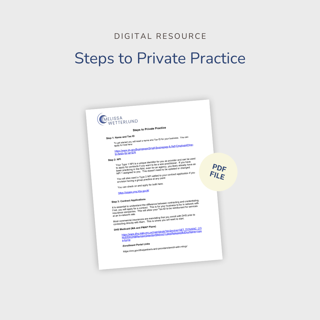 Private Practice Start Up Checklist — Melissa Wetterlund