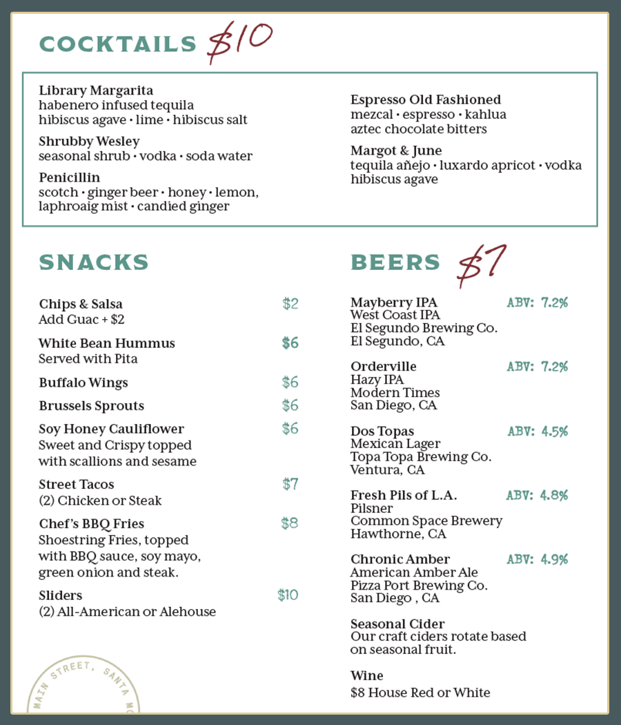 Happy Hour — Library Alehouse