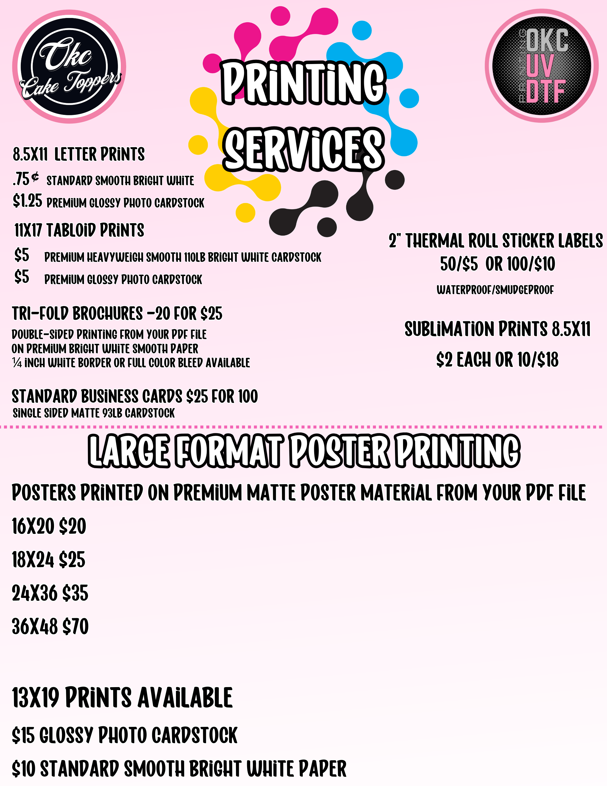 Printing Services — OKC UV DTF Printing