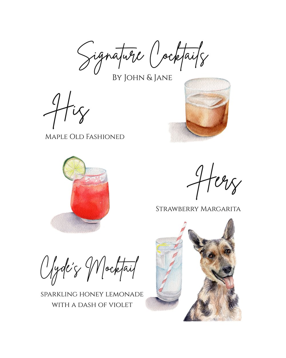 Custom Wedding Cocktail Menu — Lidibug Studio