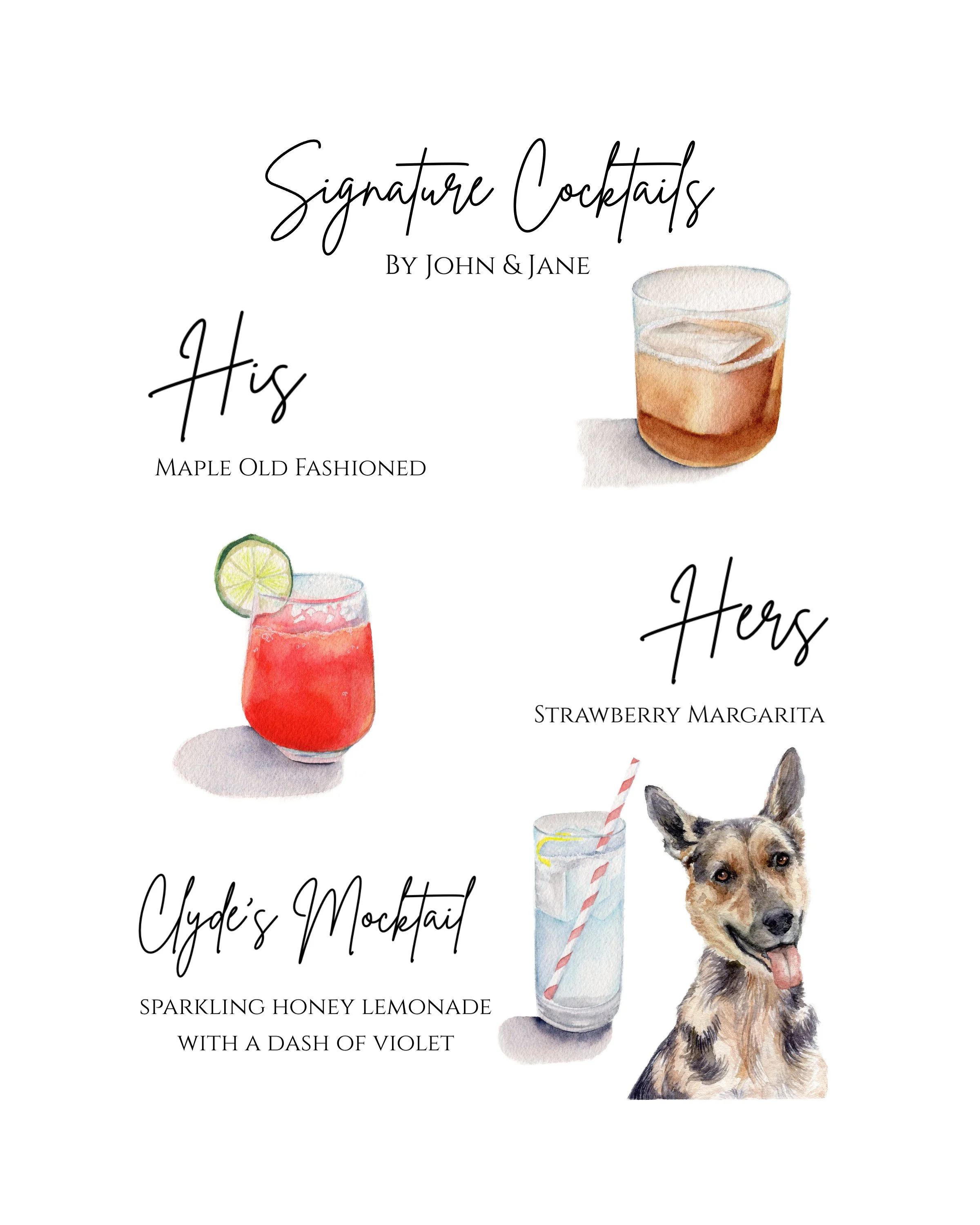 Custom Wedding Cocktail Menu — Lidibug Studio
