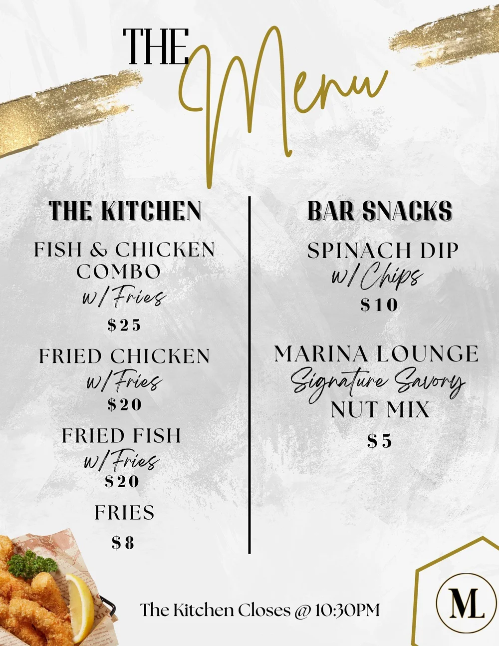Menu 1 — Marina Lounge