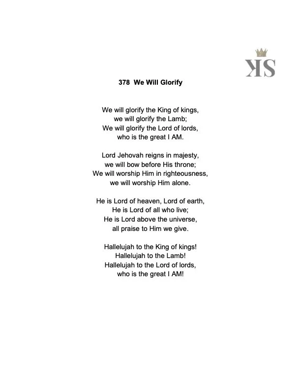 WE WILL GLORIFY 378 — CYBER SONG BOOK