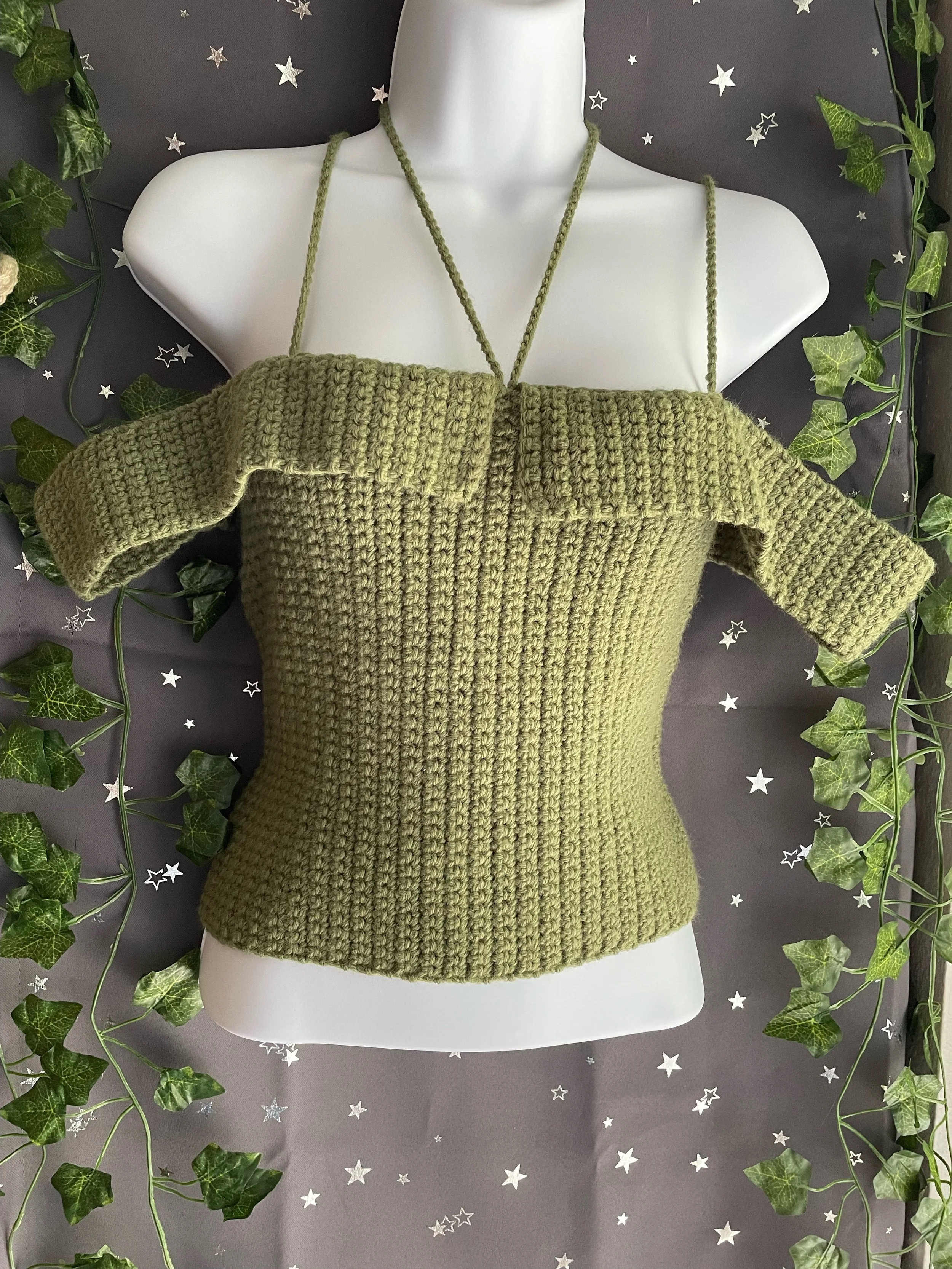 Green Off Shoulder Short Sleeve Spaghetti Strap Tank Top — Washington ...