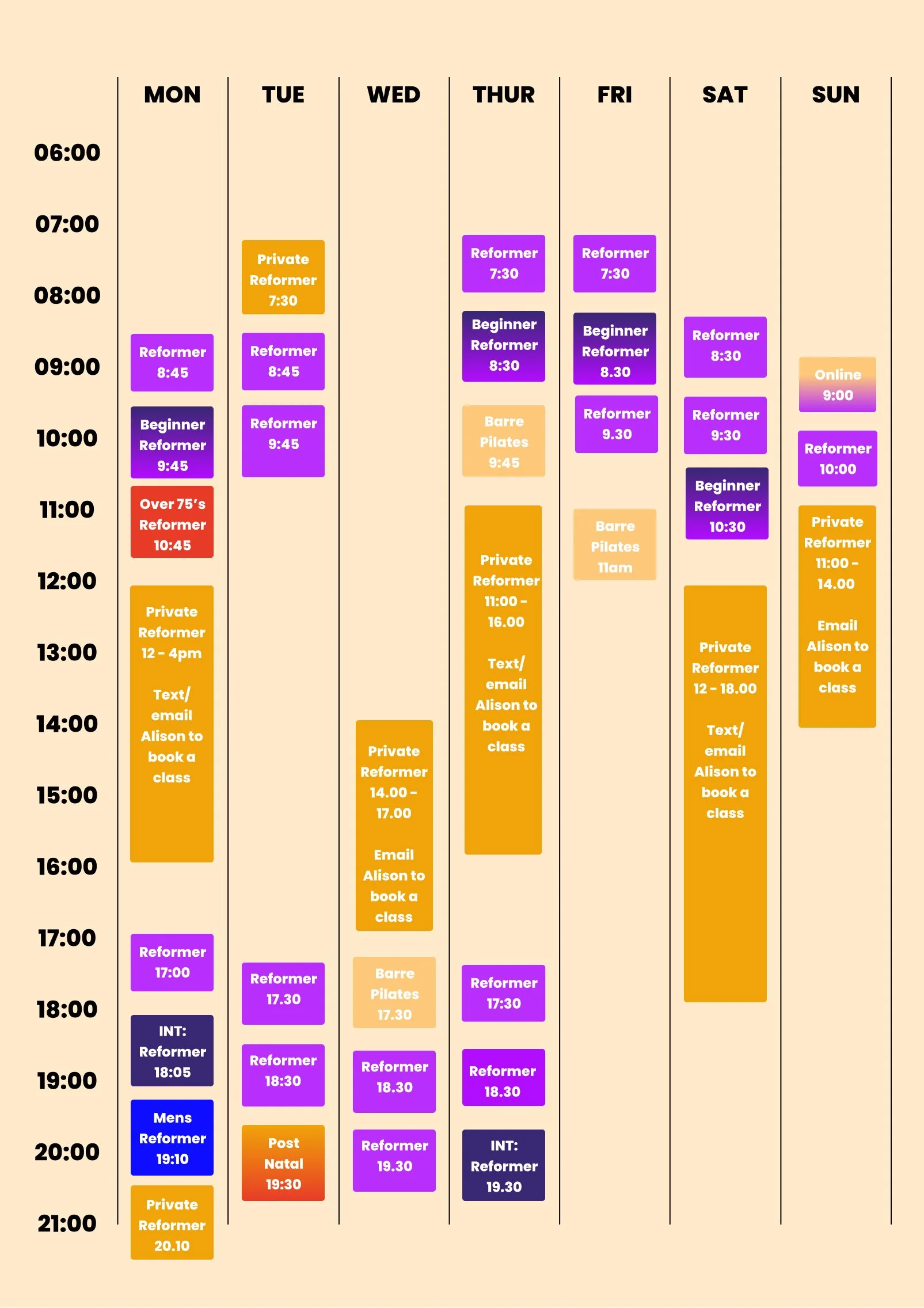 Booking — Alison Pilates