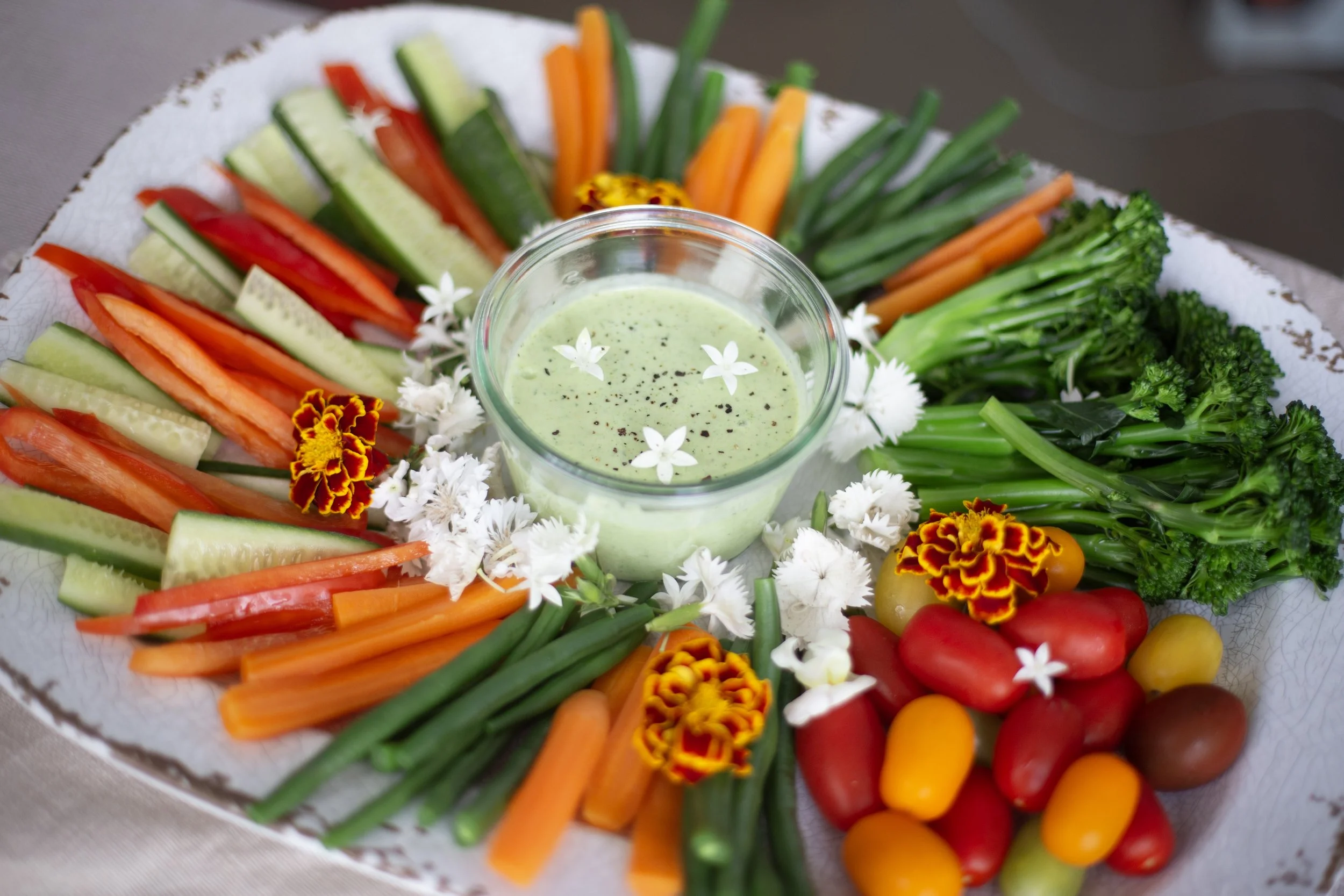 Crudité Plate with Herby Green Goddess Dip — Sophie Benbow