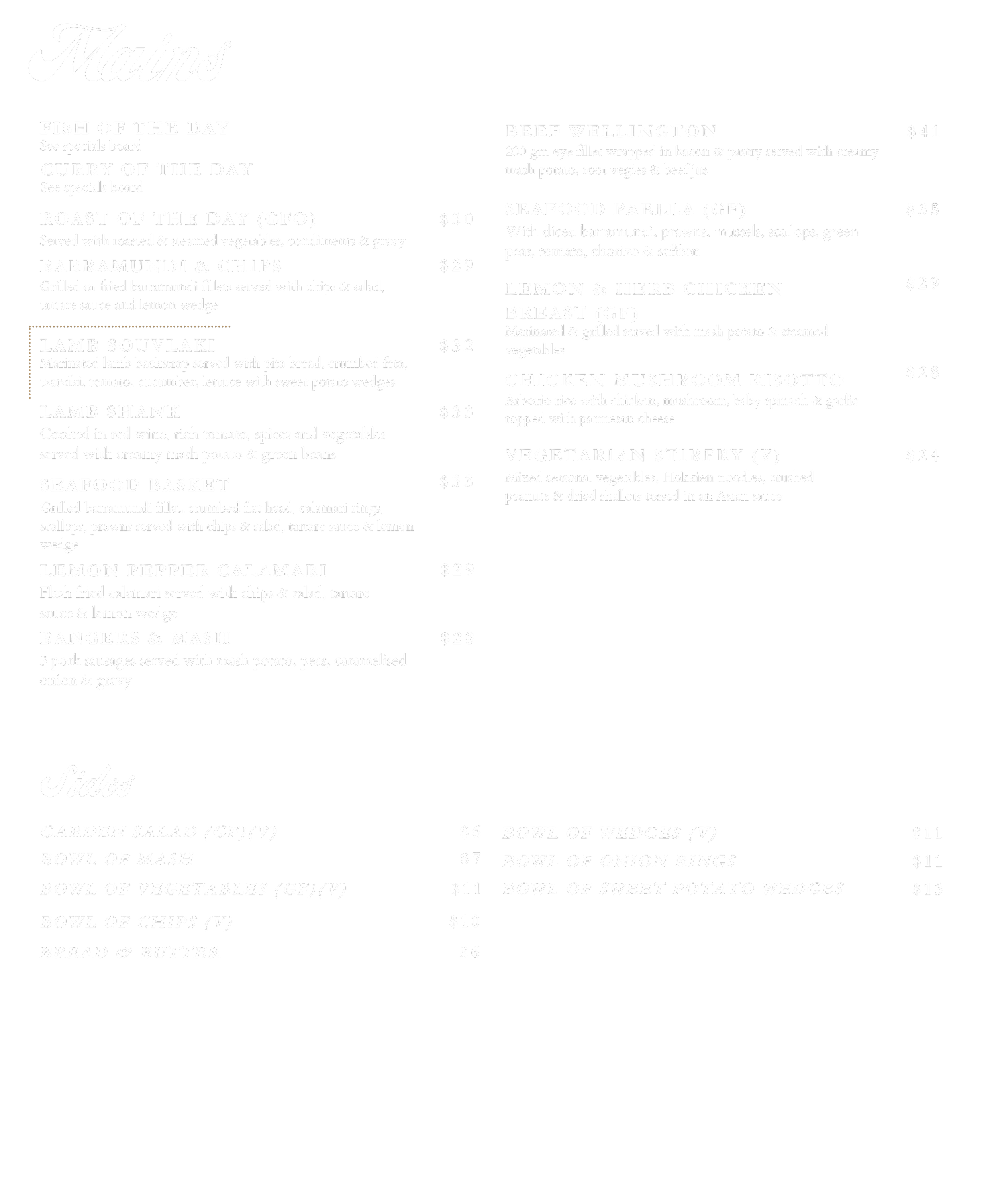 Menu — THE DUKE