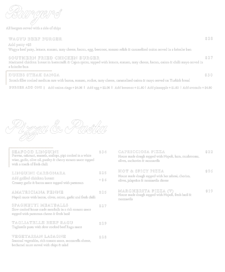 Menu — THE DUKE