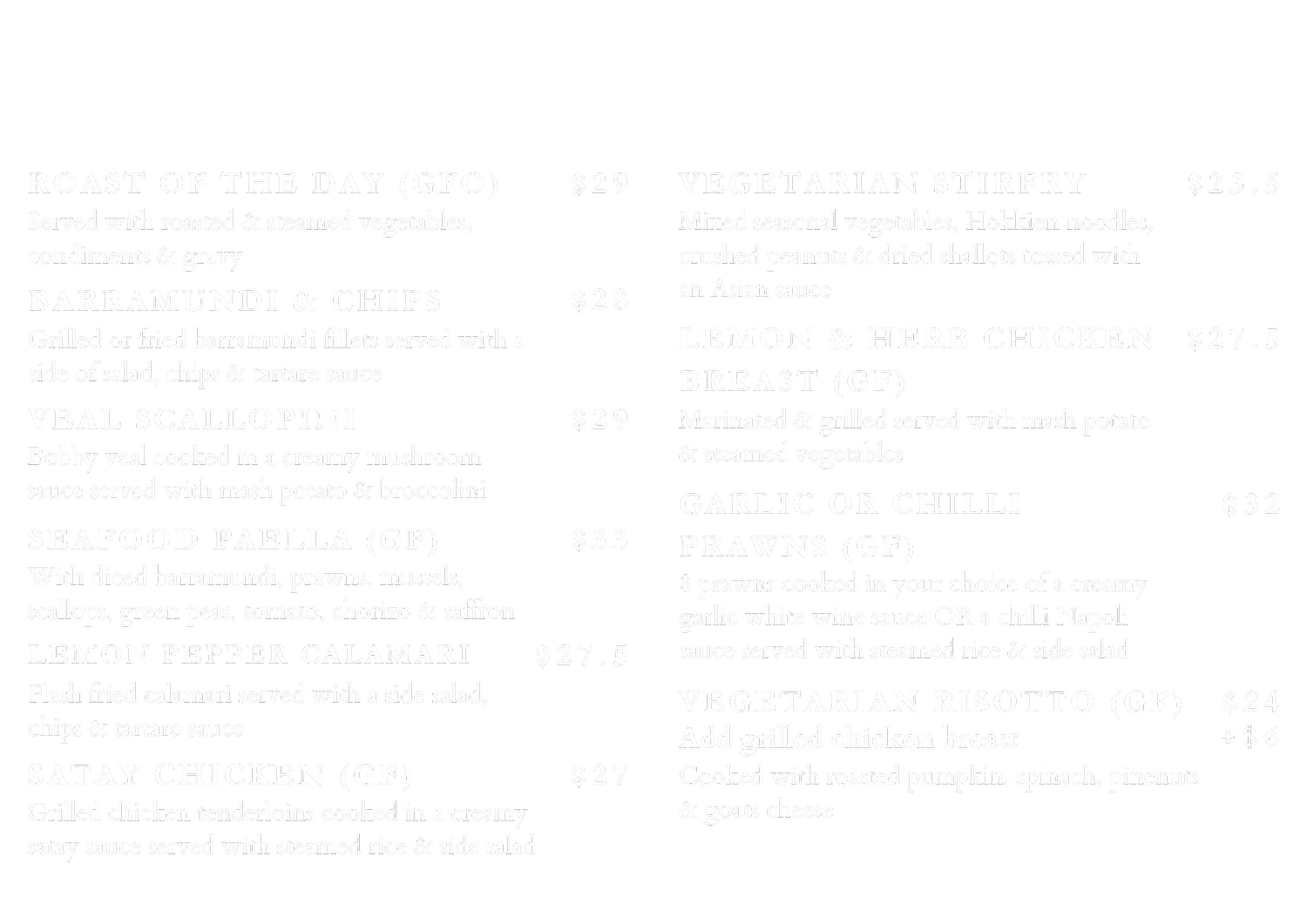 Menu — THE DUKE