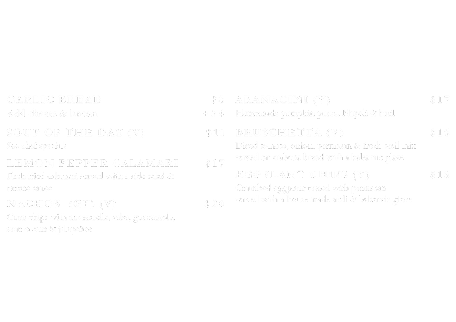 Menu — THE DUKE