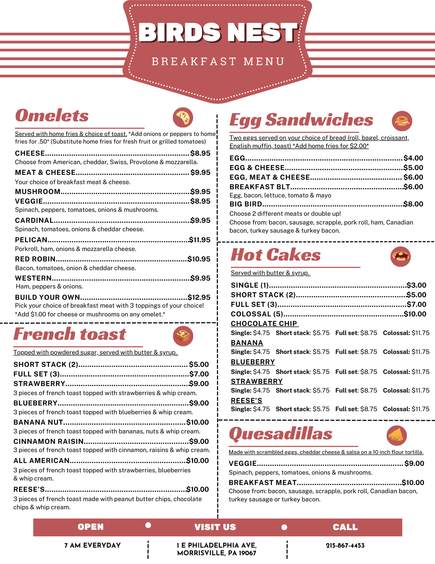BREAKFAST — RJS Birds Nest
