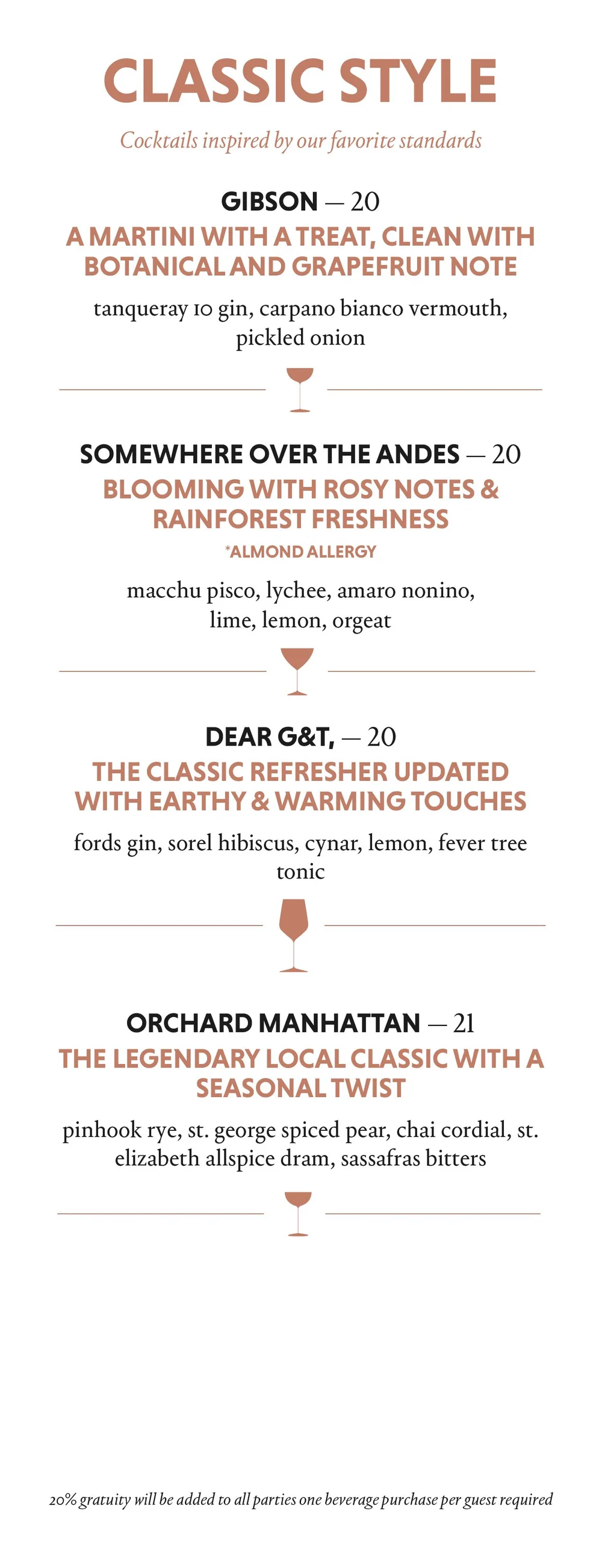 Dear Irving on Hudson Cocktail Menu | Discover & Sip Now — DEAR IRVING
