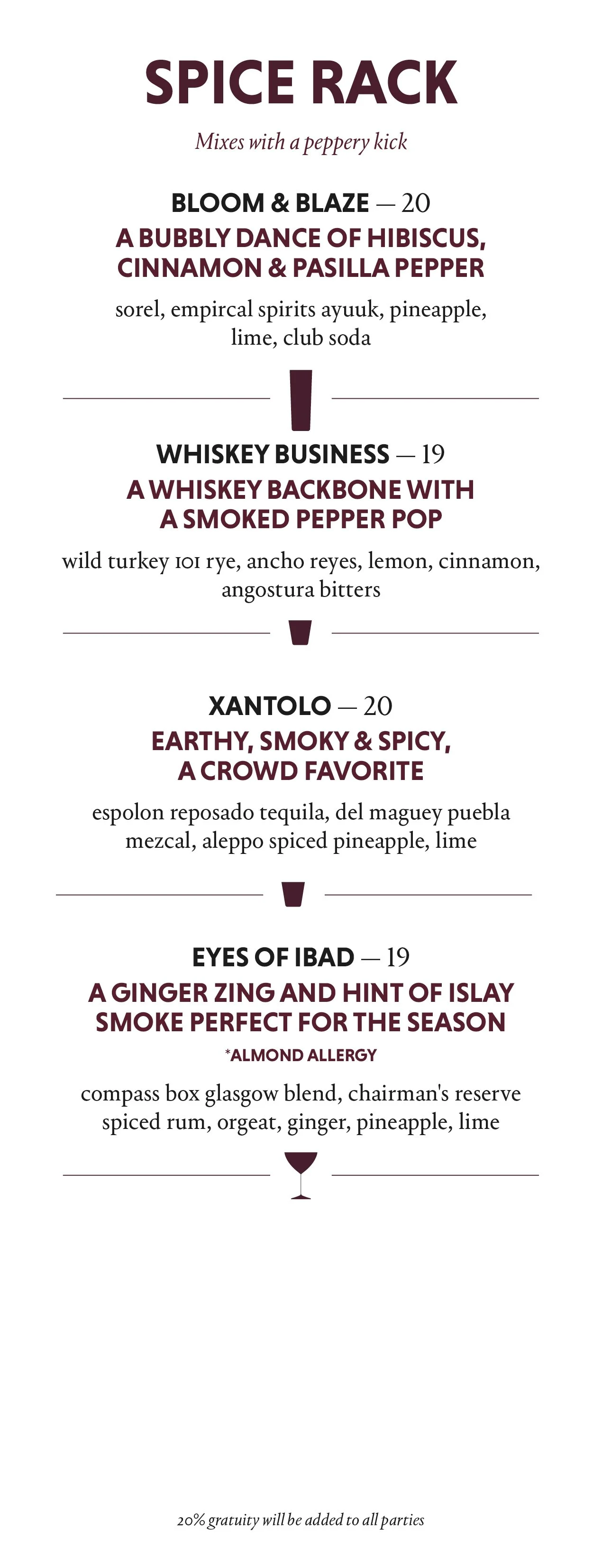 Hudson Cocktail Menu — DEAR IRVING