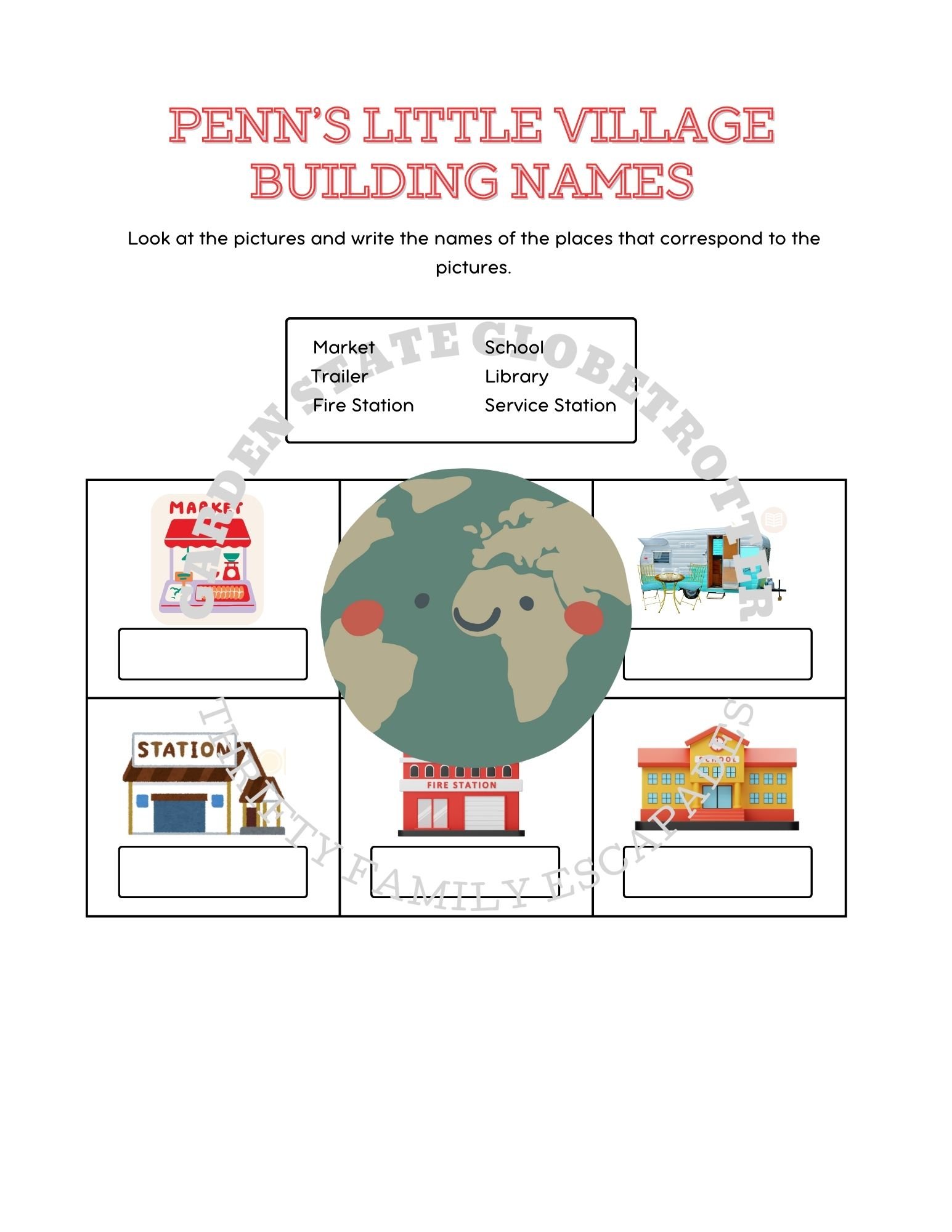 Penn's Little Village Langhorne Library Worksheet Set — Garden State ...