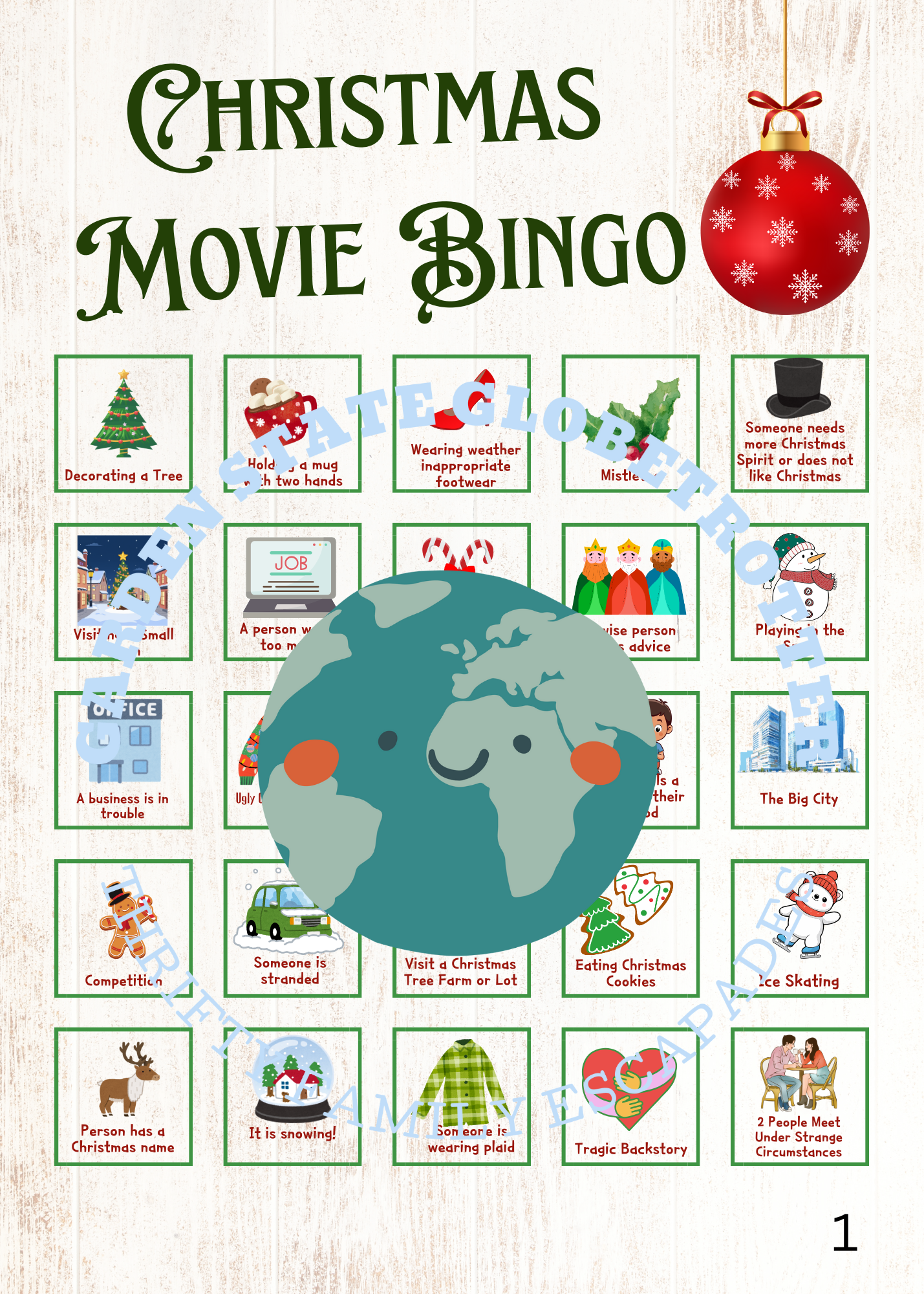 Christmas Movie Bingo (Set of 5) — Garden State Globetrotter