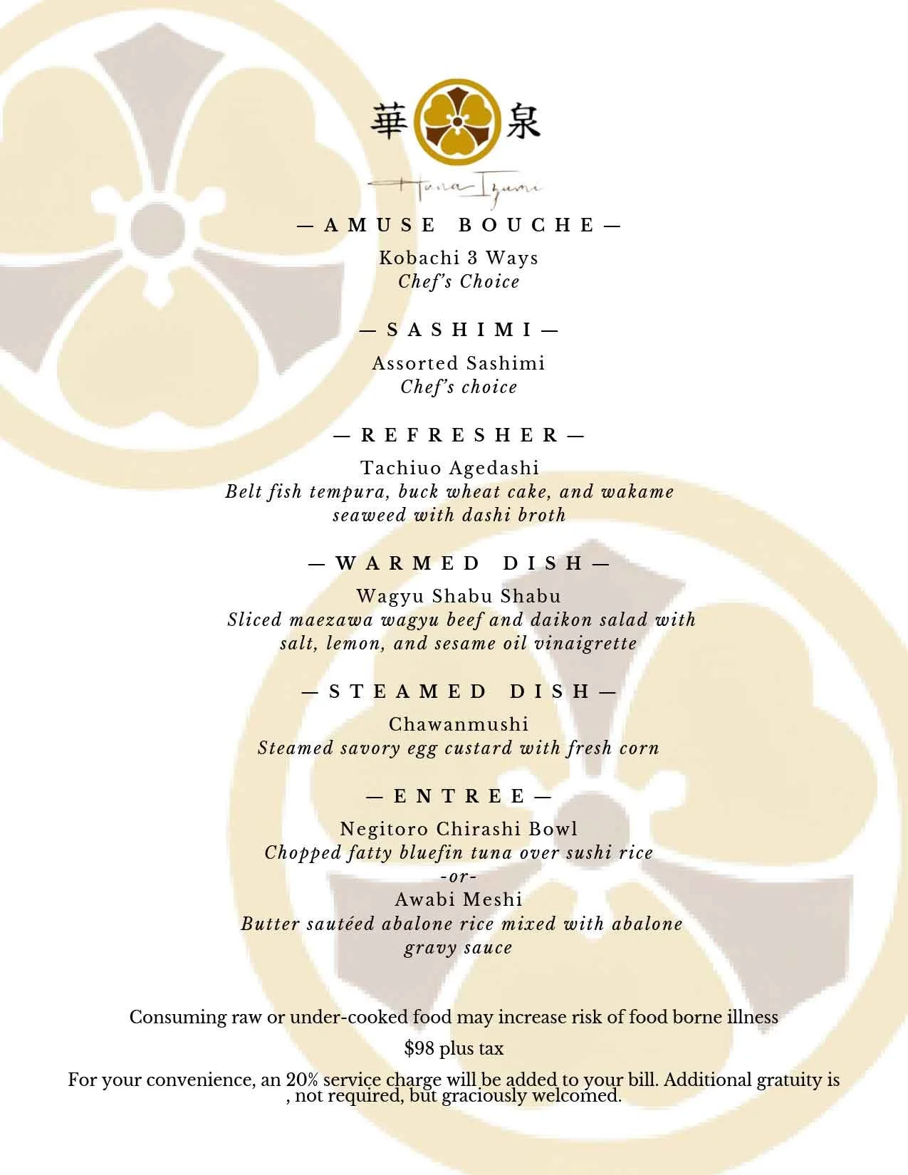 Menus — Hana Izumi