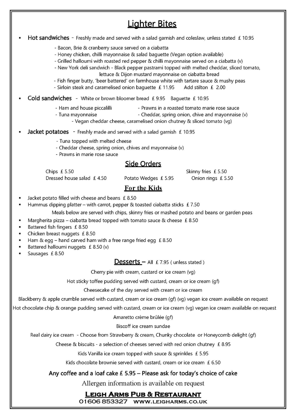 Main Menu — Leigh Arms