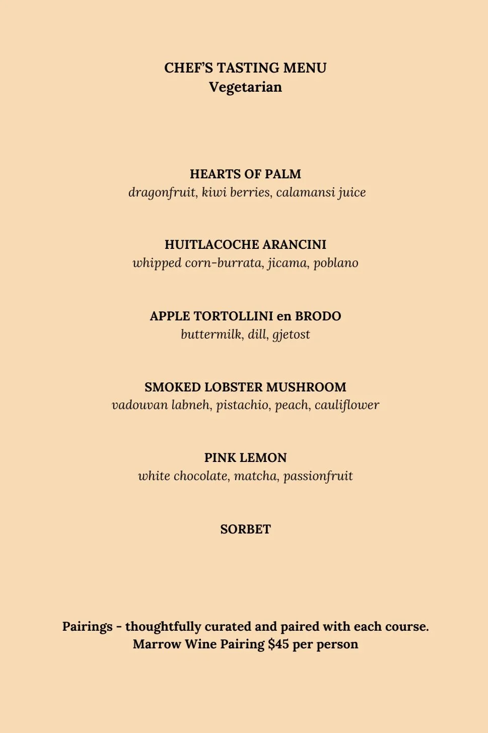 Menu 1 — MARROW