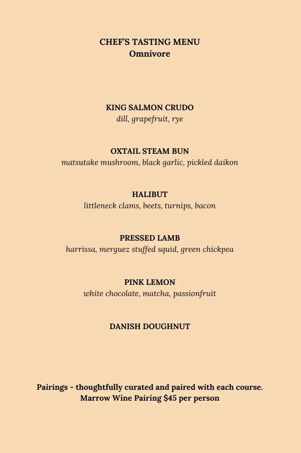 Menu 1 — MARROW