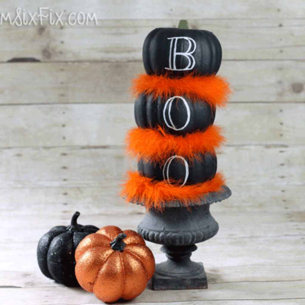 DIY Dollar Store Halloween Decorations: 37 + Foam Pumpkin Makeovers ...