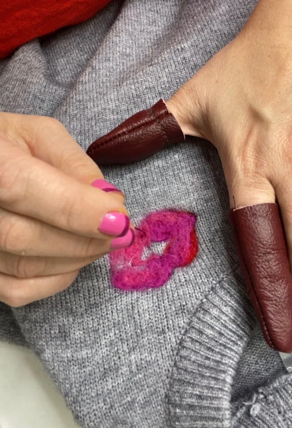How to Needle Felt Lips Onto a Sweater: DIY Valentine's Day Sweater ...