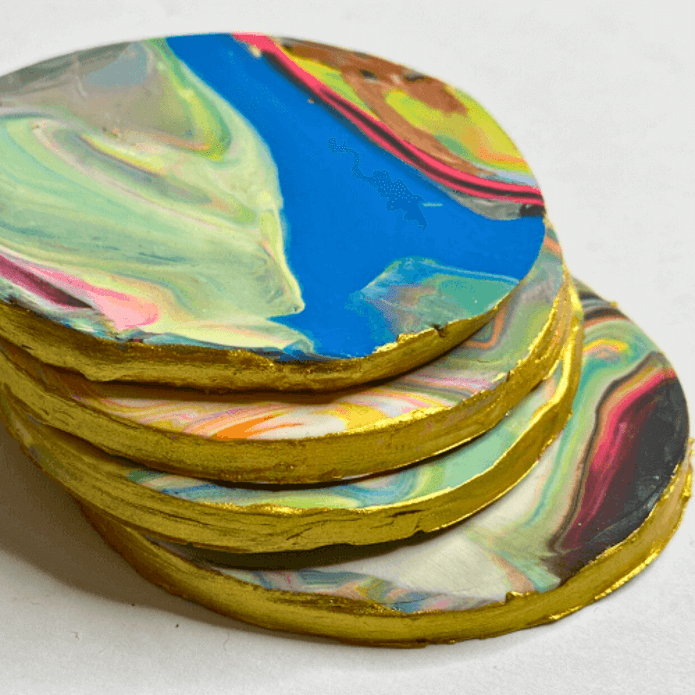 How To Make Fun & Easy DIY Marbled Clay Coasters — Art Beat Box