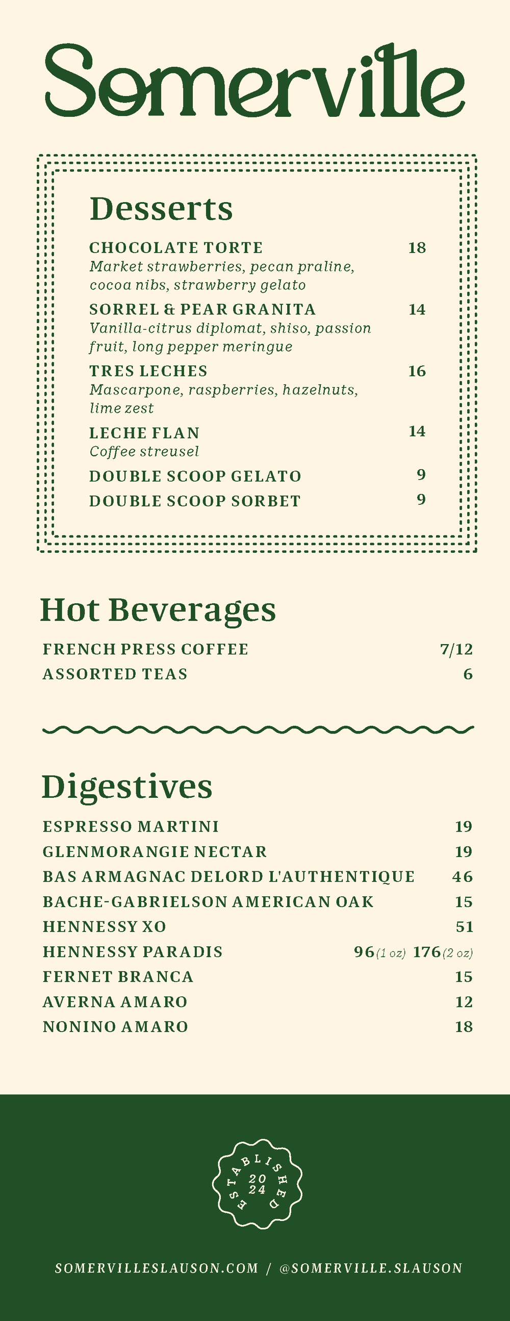 Menu — Somerville
