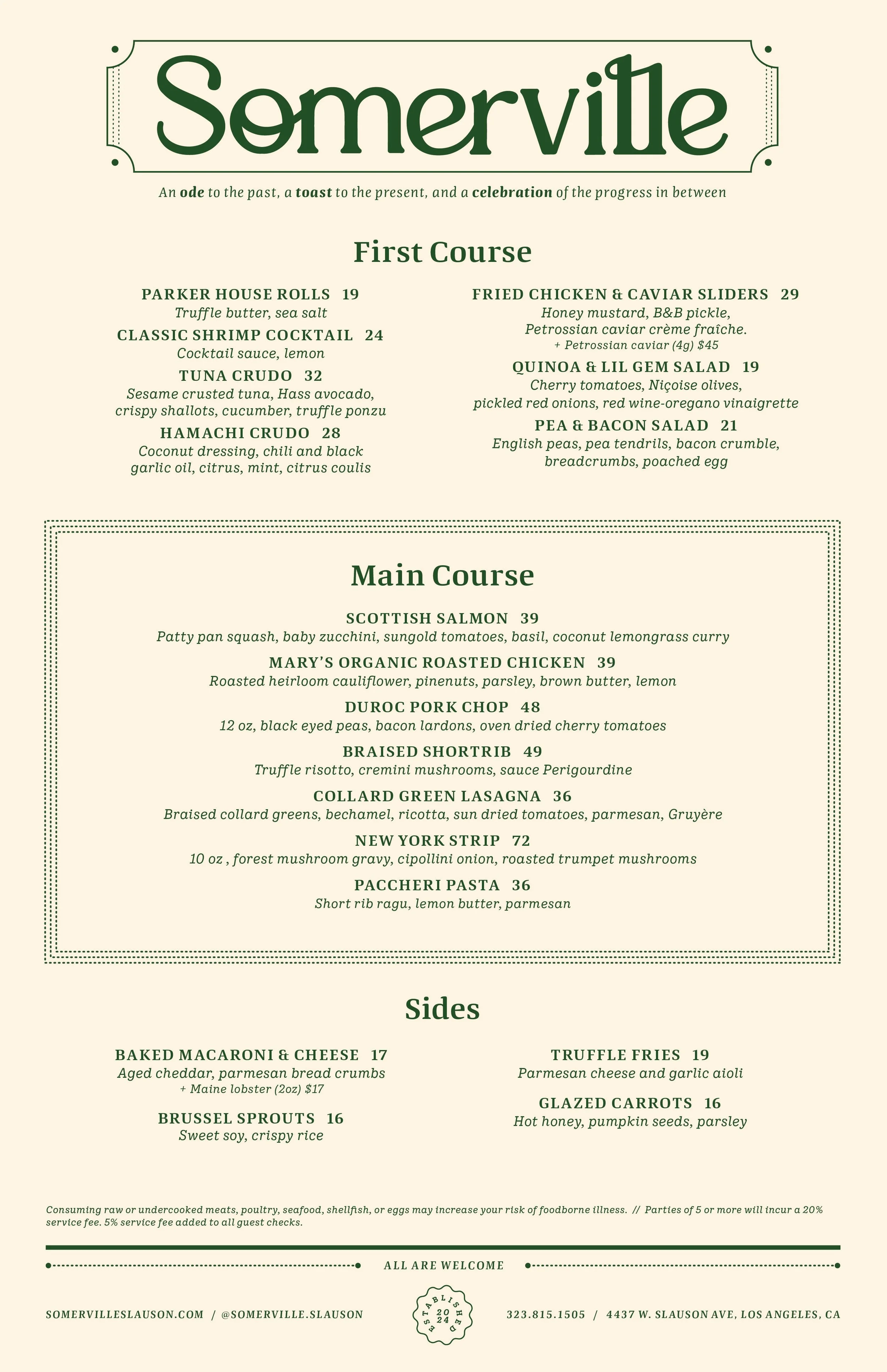 Menu — Somerville