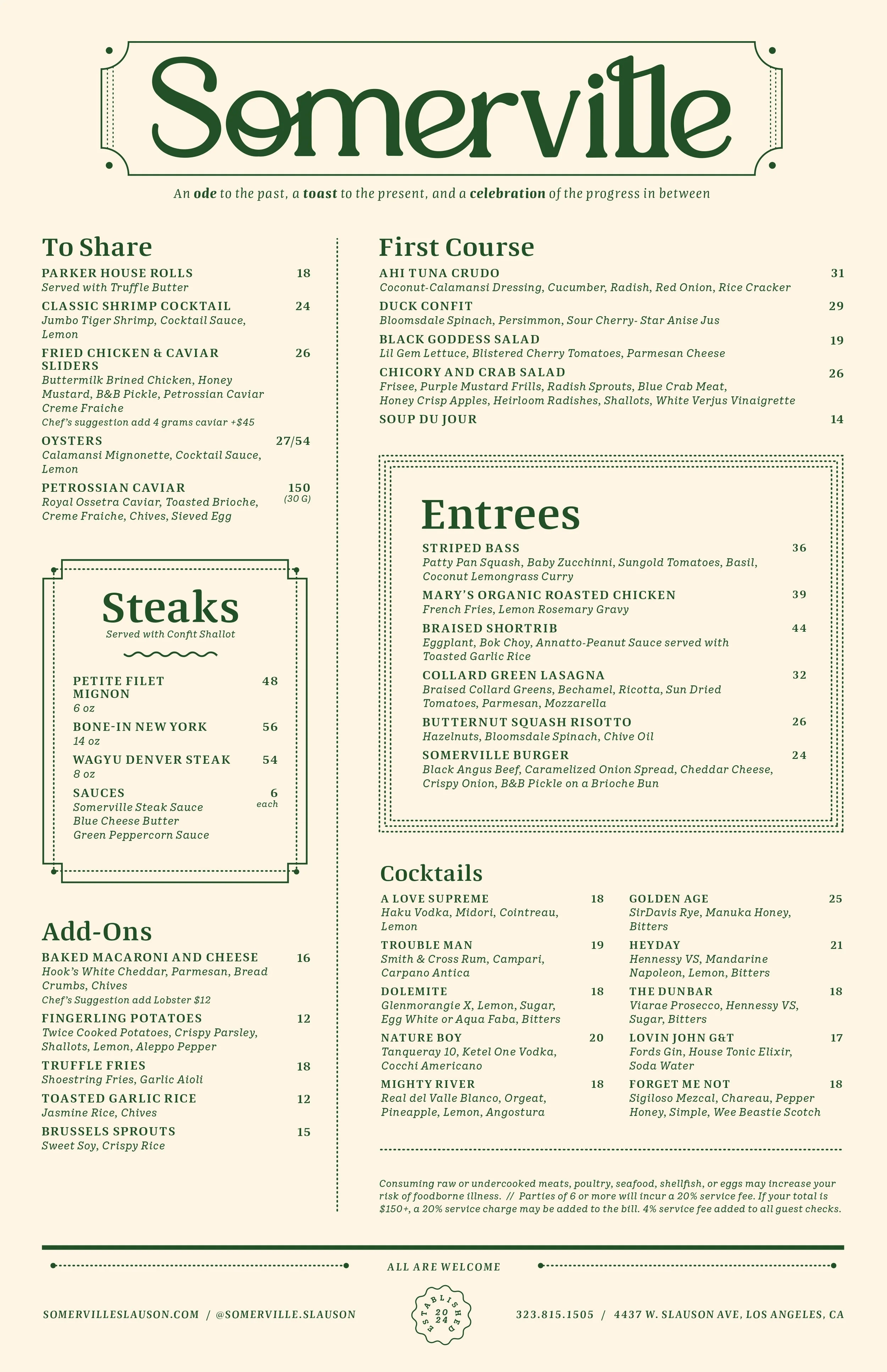 Menu — Somerville