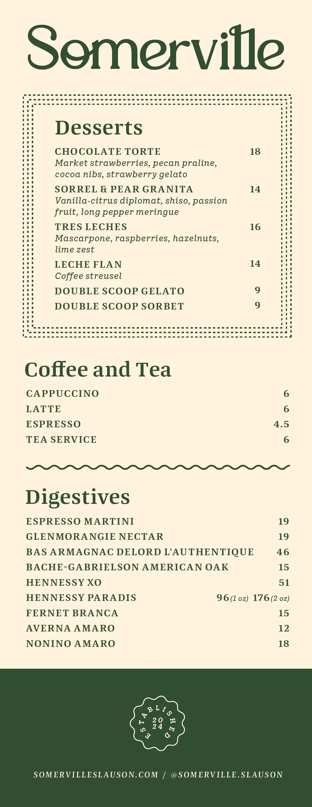 Menu — Somerville