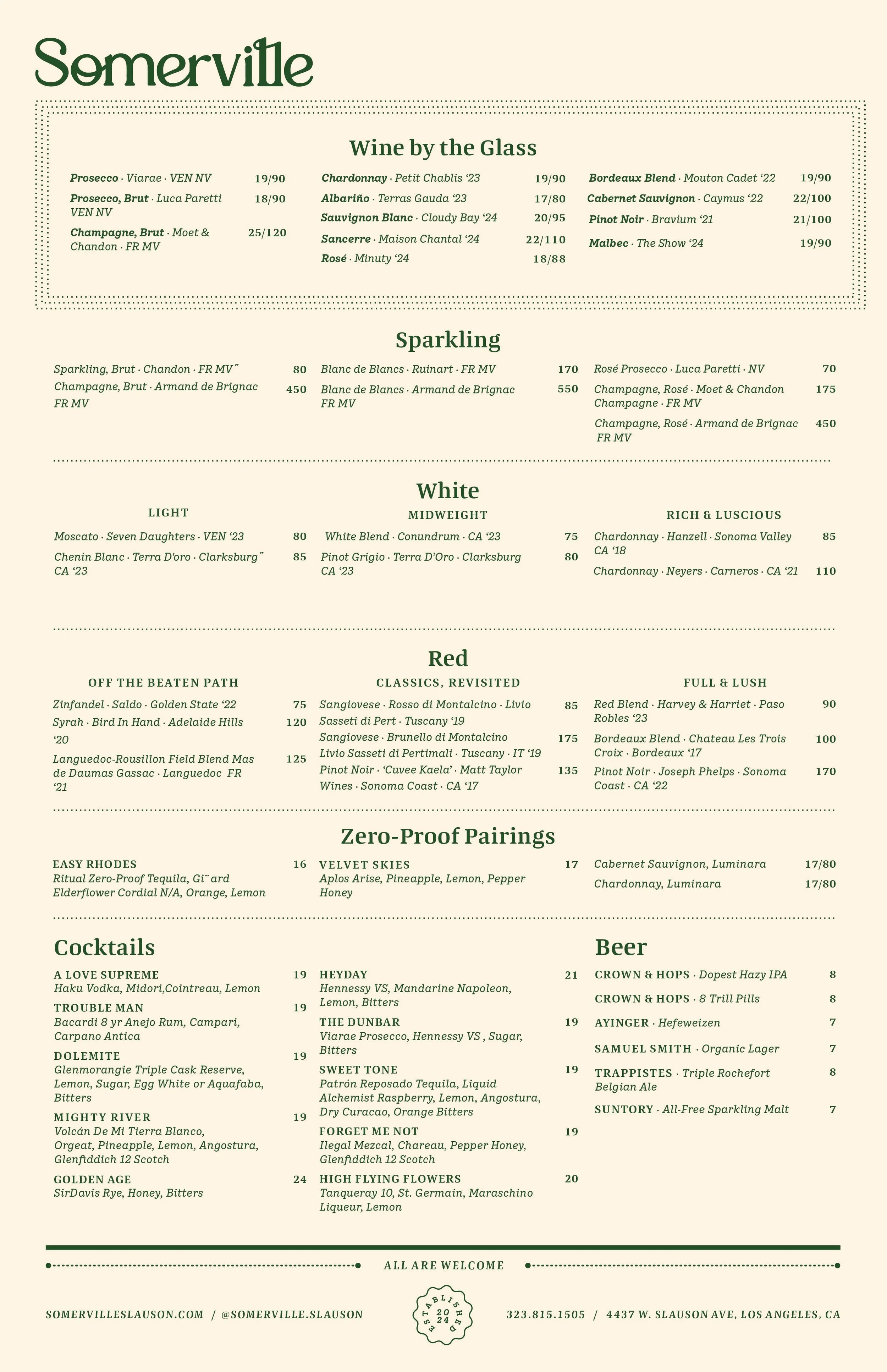 Menu — Somerville