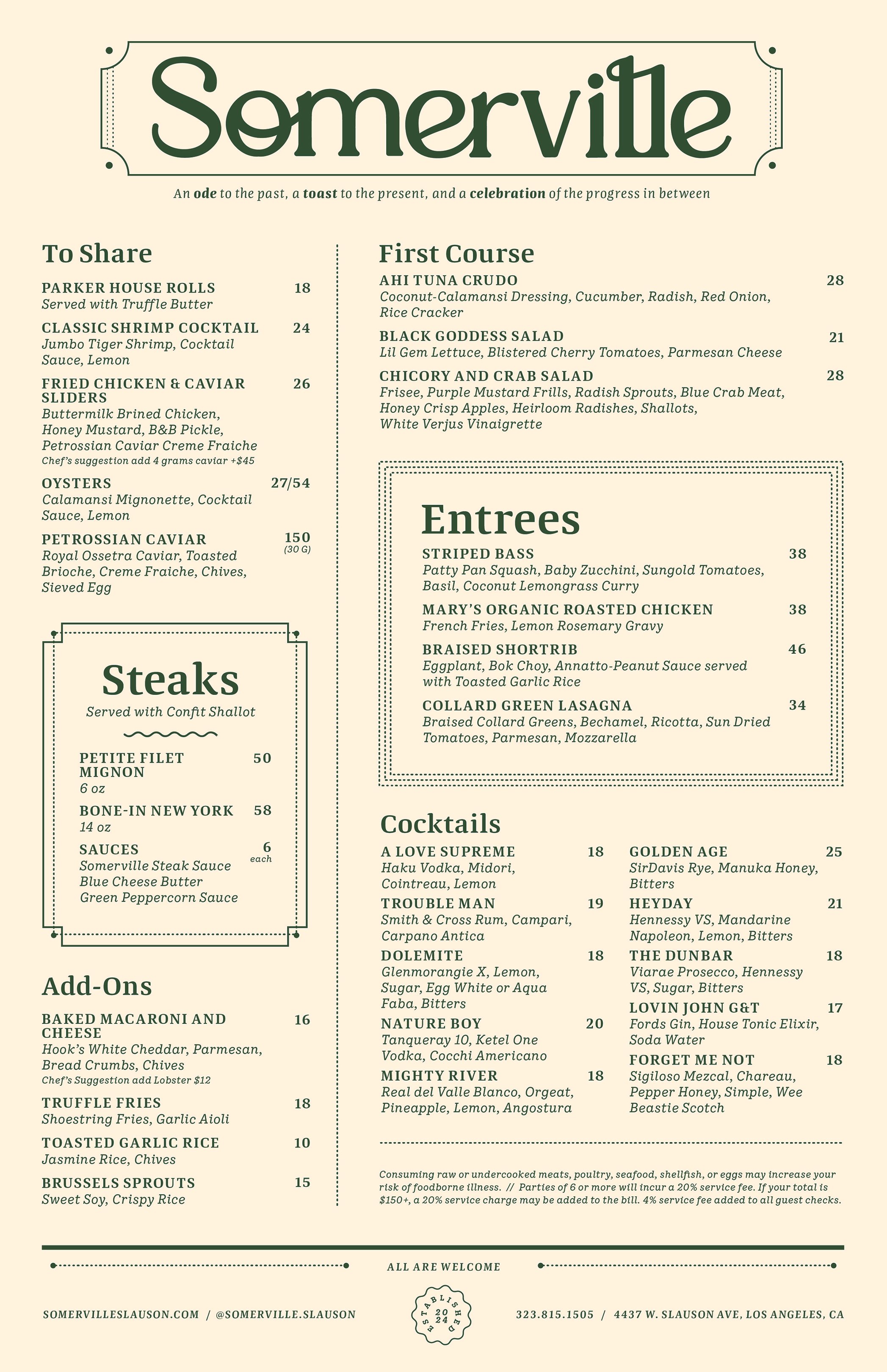 Menu — Somerville