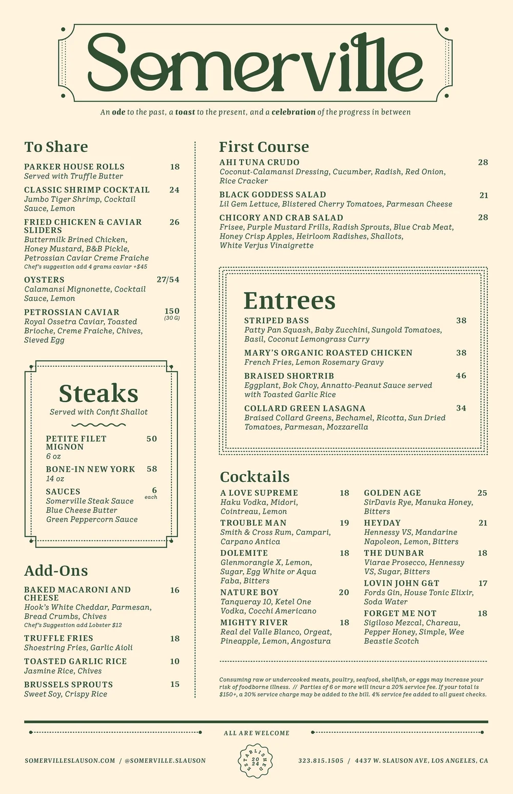 Menu — Somerville
