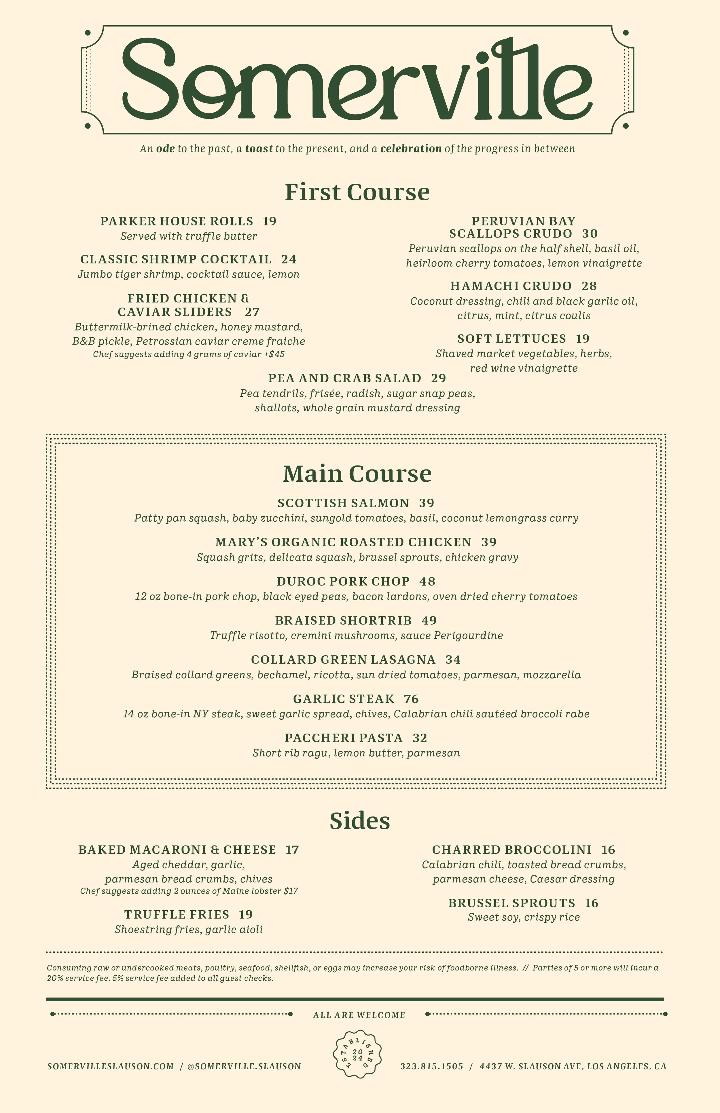 Menu — Somerville