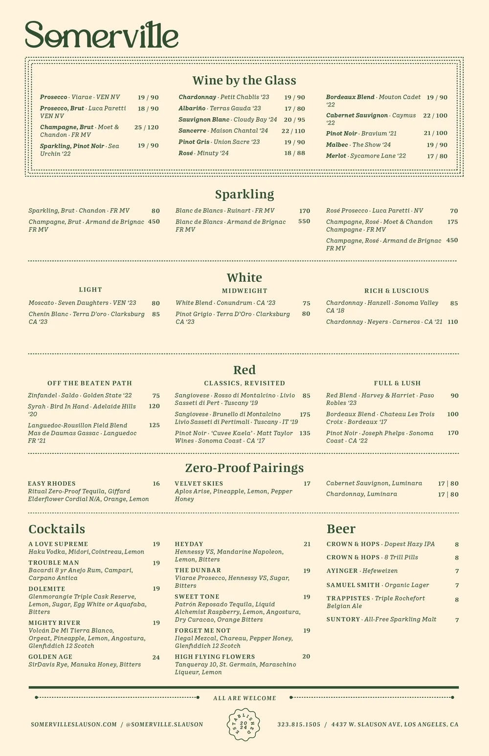Menu — Somerville