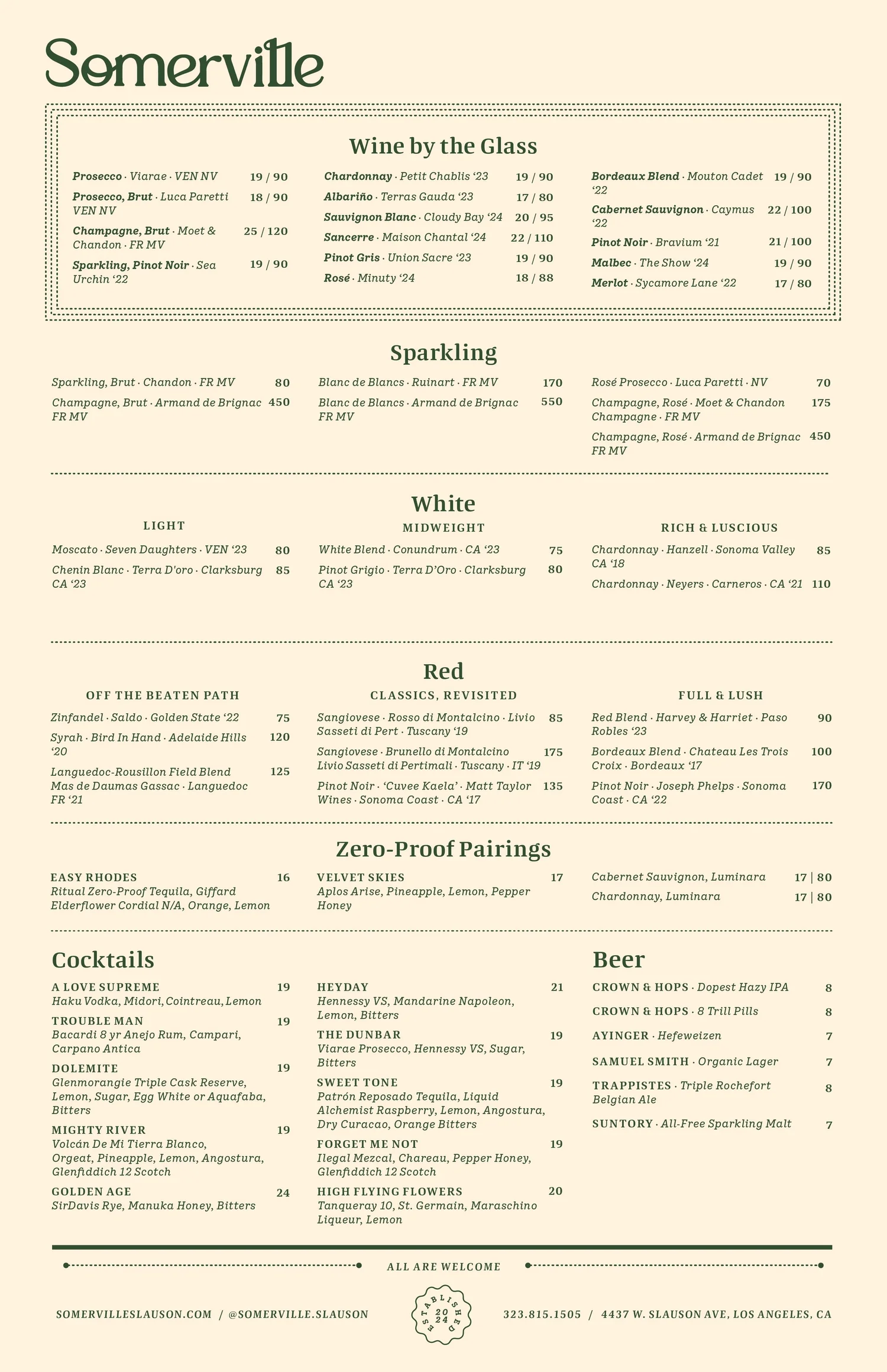 Menu — Somerville