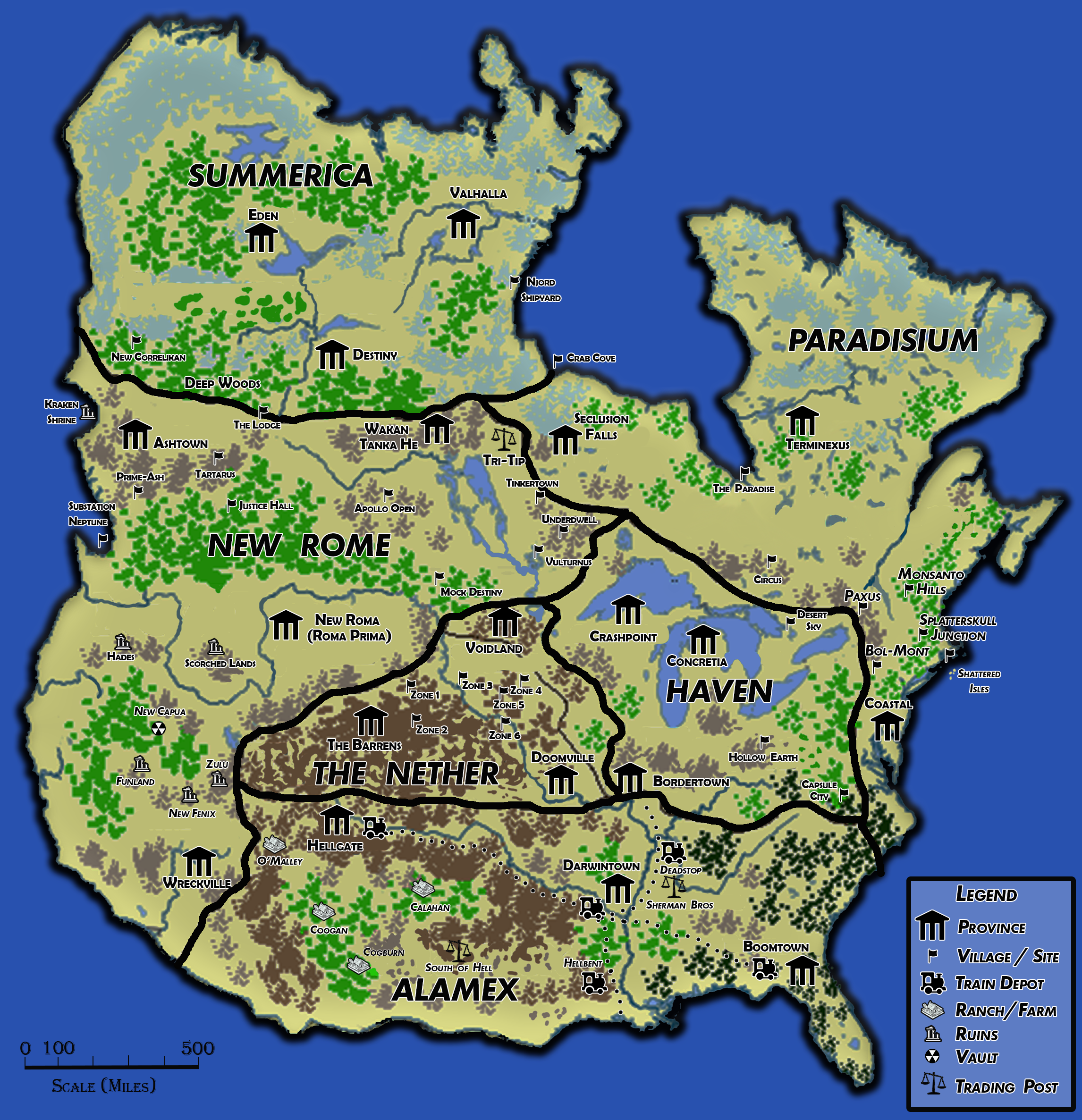 Dystopian Dawn WORLD MAP [v6] — FracturedBrainStudios