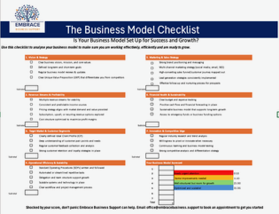 Business Model Checklist — Embrace Business Support