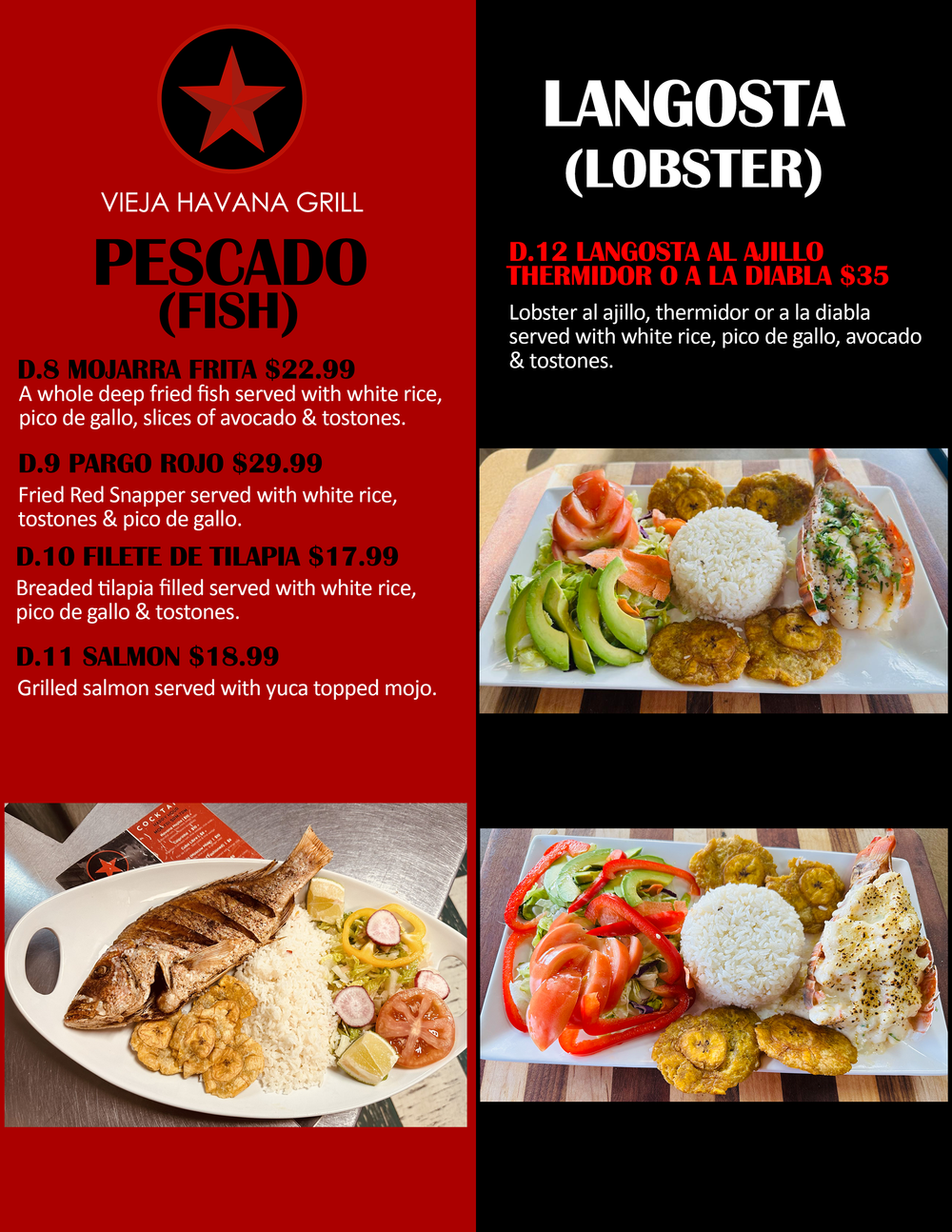 Menu — Vieja Havana Grill