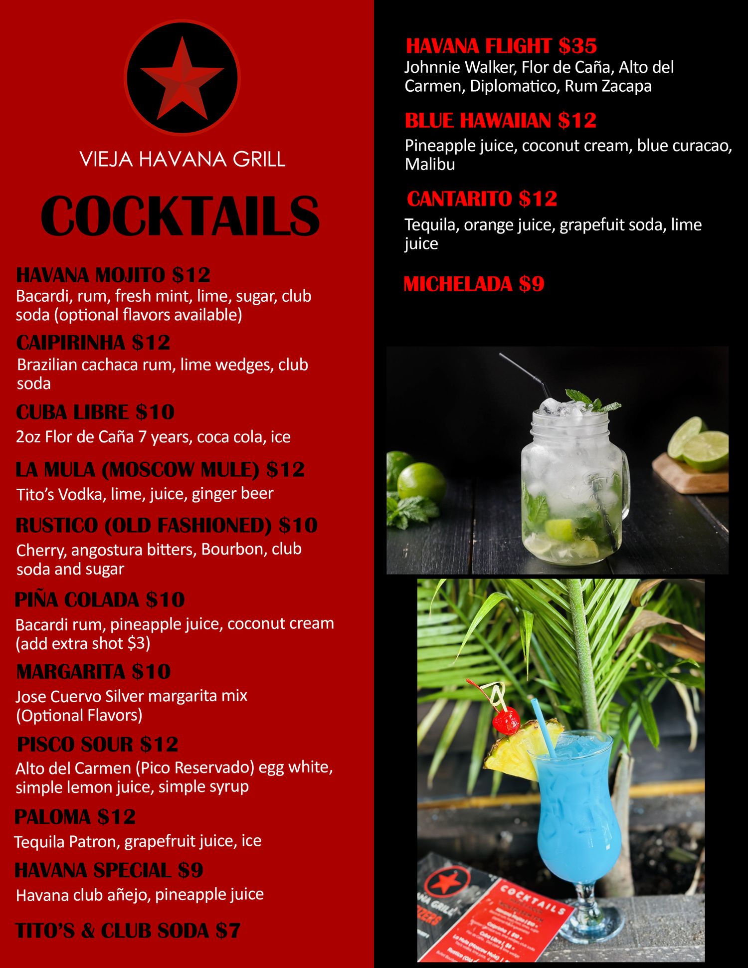 Menu — Vieja Havana Grill
